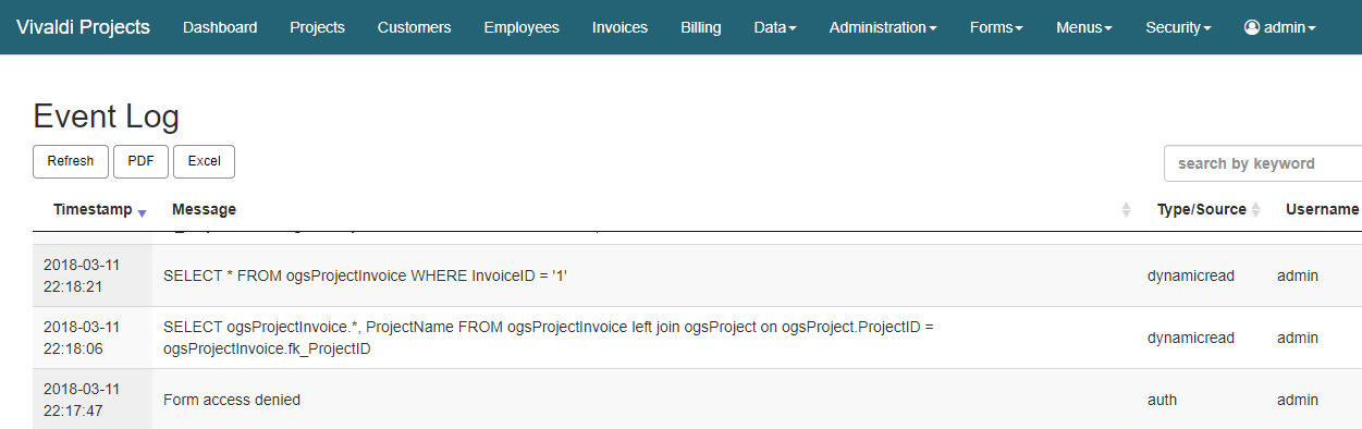 Vivaldi MySQL Web Apps - Features