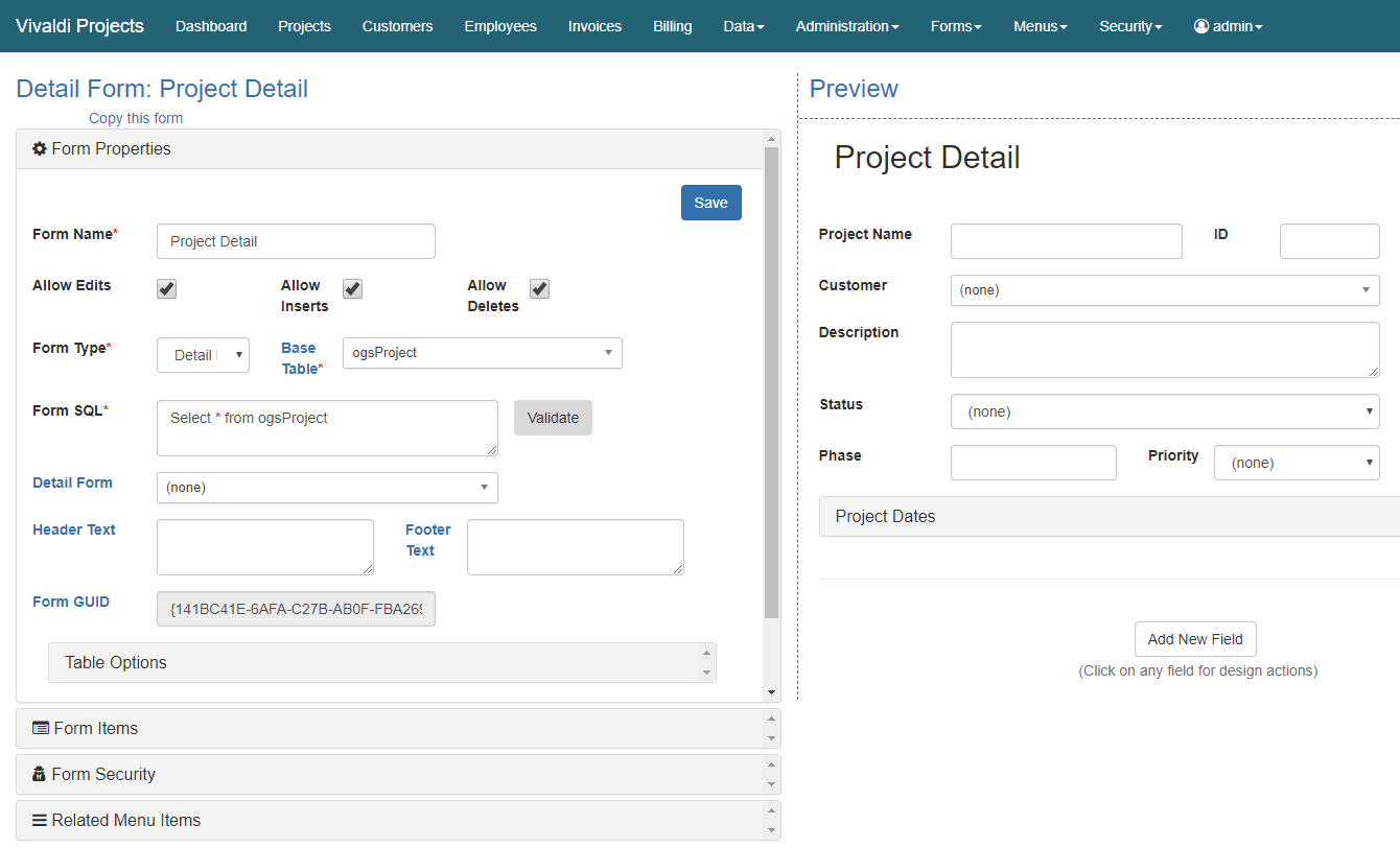 Vivaldi MySQL Web Apps - Features