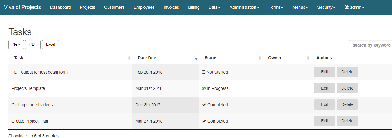 Vivaldi MySQL Web Apps - Features